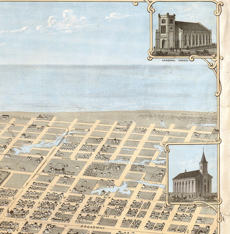 Map of the Galveston, Texas 1871. Vintage Restoration Hardware Home ...
