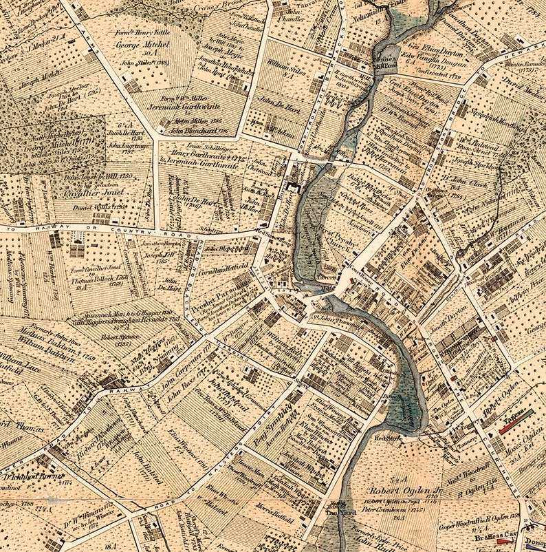 Map of Elizabeth Town, New Jersey NJ. at the Time of the Revolutionary ...