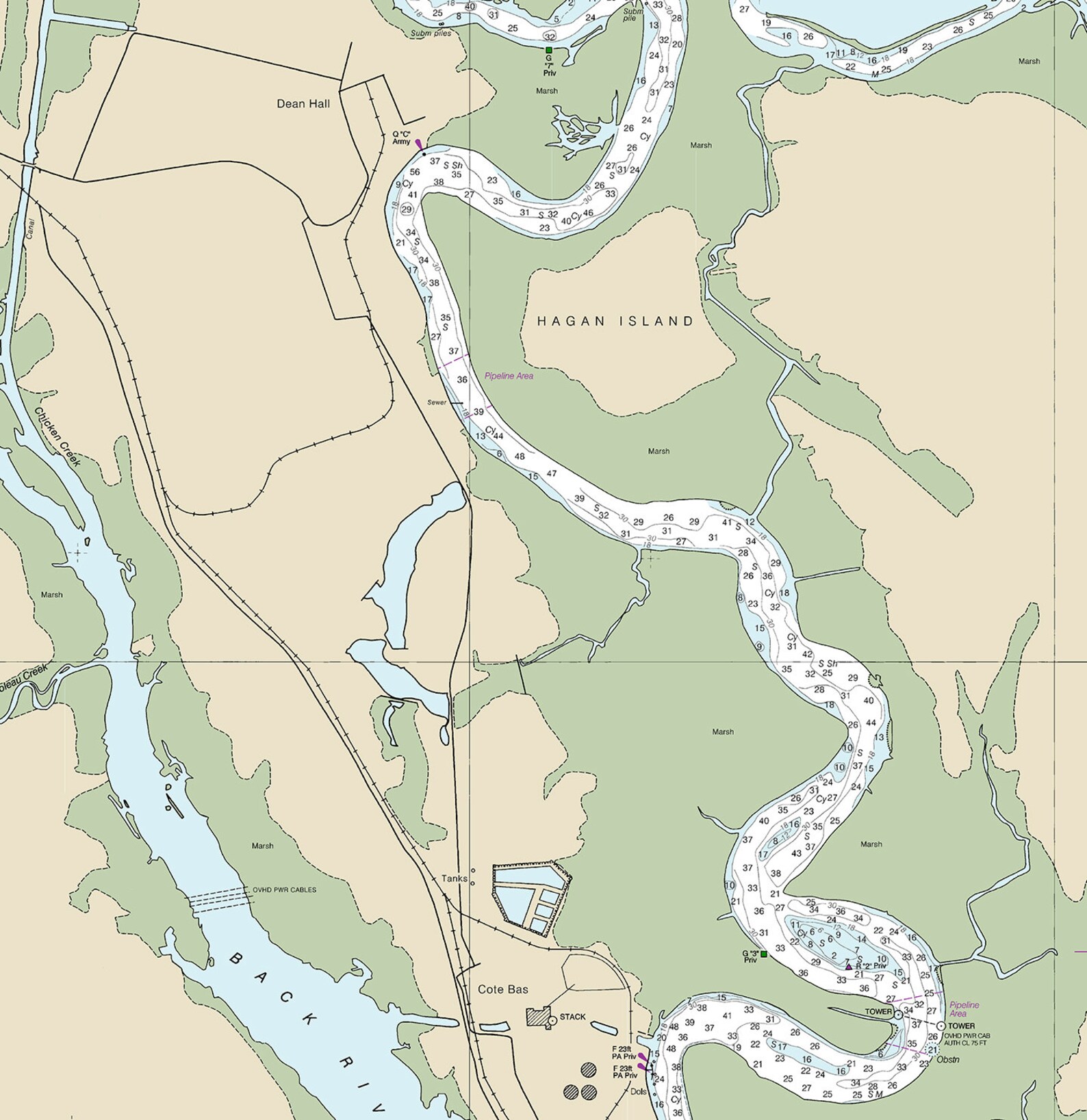 Nautical Charts of Cooper River Above Goose Creek in South - Etsy