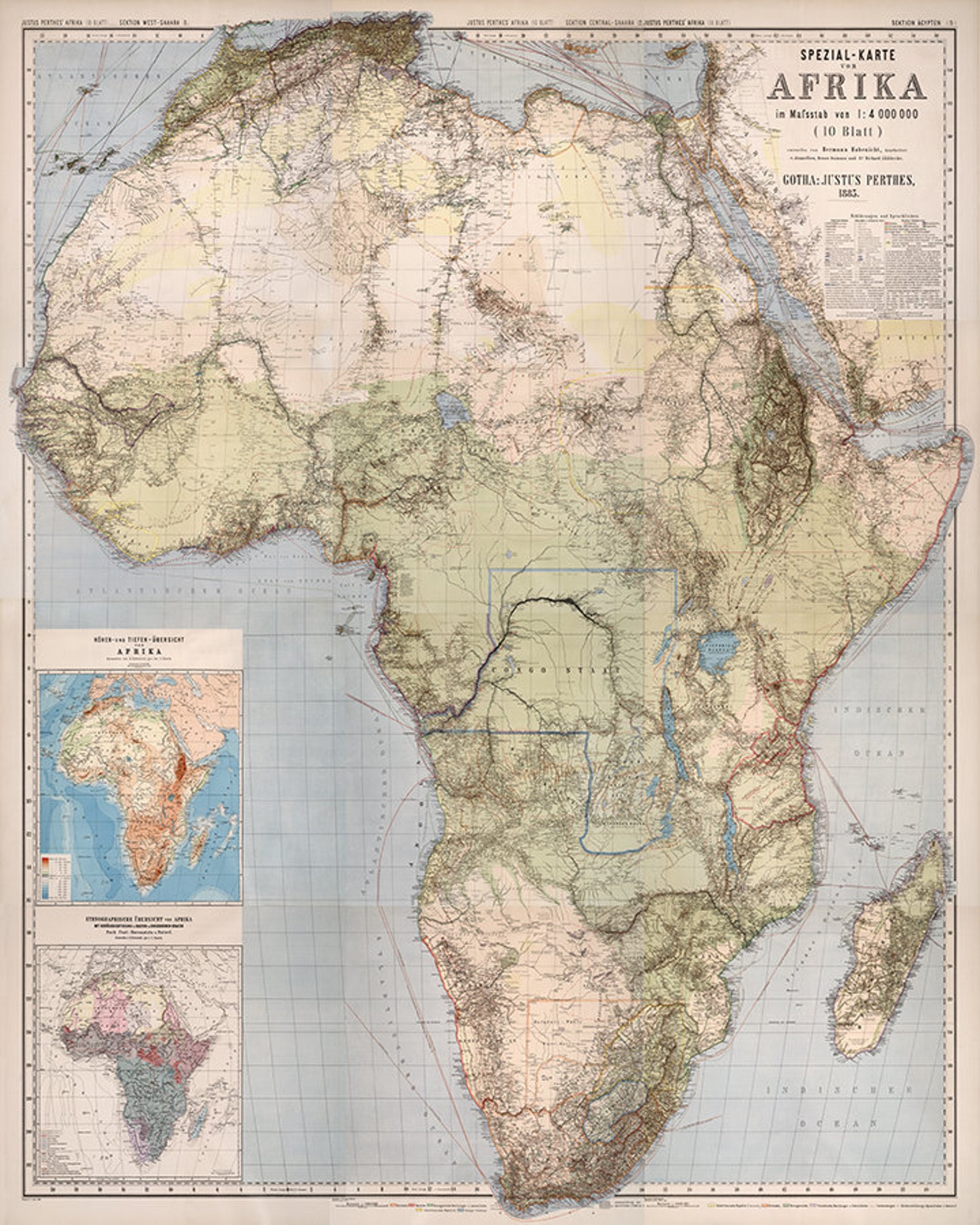 Map of Africa 1885. Vintage Restoration Hardware Home Deco - Etsy