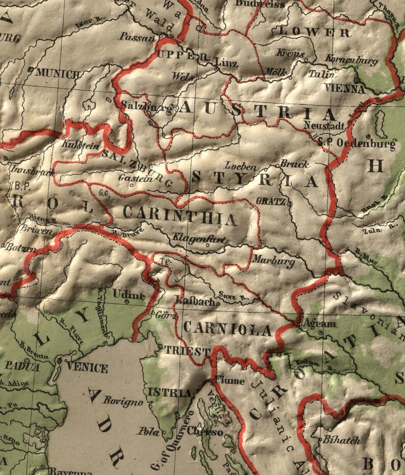 Map of Austro-hungarian Monarchy 1880. Vintage Home Deco - Etsy