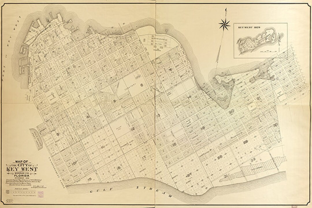 Map of the City of Key West, Monroe Co., Florida 1829. Restoration ...