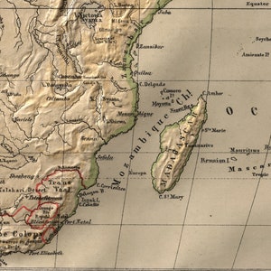 Map of Africa, 1880. Vintage Home Deco Style Old Wall Reproduction Map ...