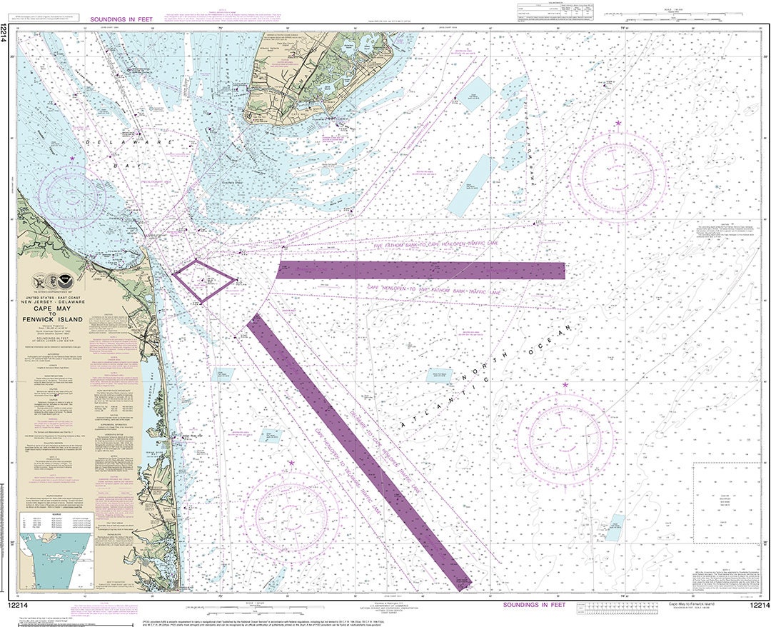 NOAA Nautical Charts of Cape May to Fenwick Island, New Jersey ...