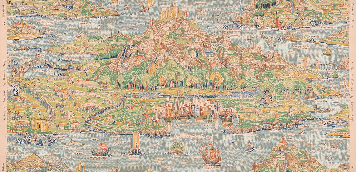 Bernard Sleigh's Map of the Fictive Place “fairyland” in 1920. Vintage ...
