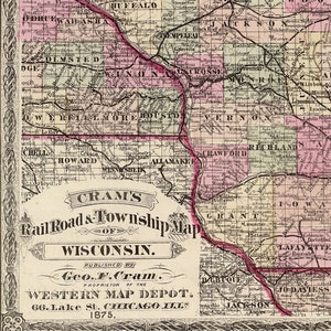 Map of the Wisconsin, Lake Superior and Upper Peninsula, Michigan MI ...