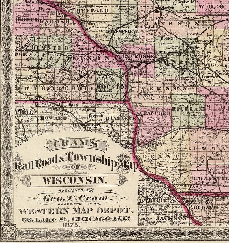 Map of the Wisconsin, Lake Superior and Upper Peninsula, Michigan MI ...