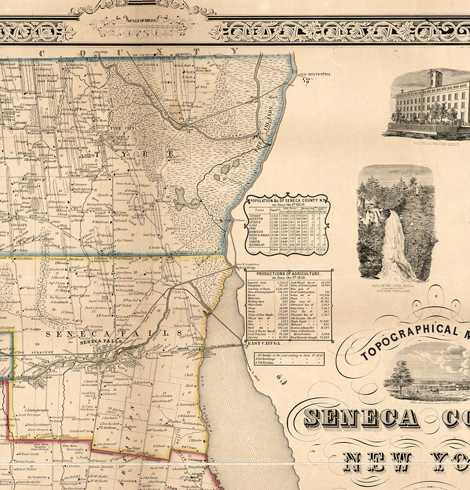 Map of Seneca County New York NY 1852 Restoration Hardware - Etsy