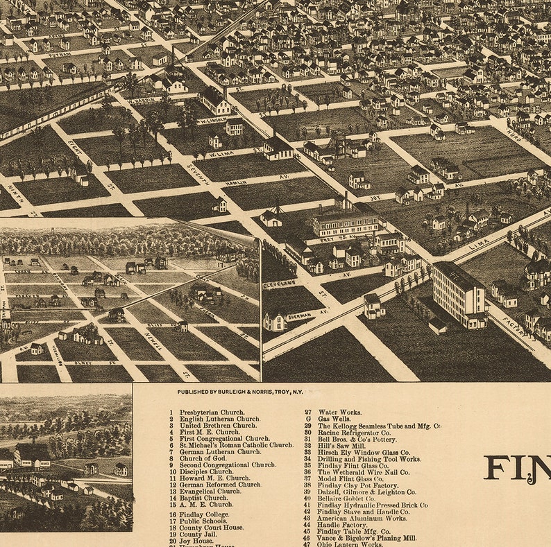 Map of Findlay, Hancock Co., Ohio 1889. Vintage Restoration Hardware ...