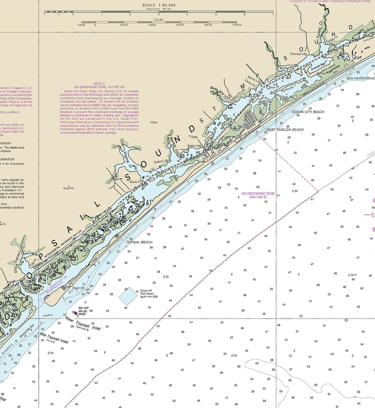 Nautical Charts of New River Inlet to Cape Fear River North - Etsy