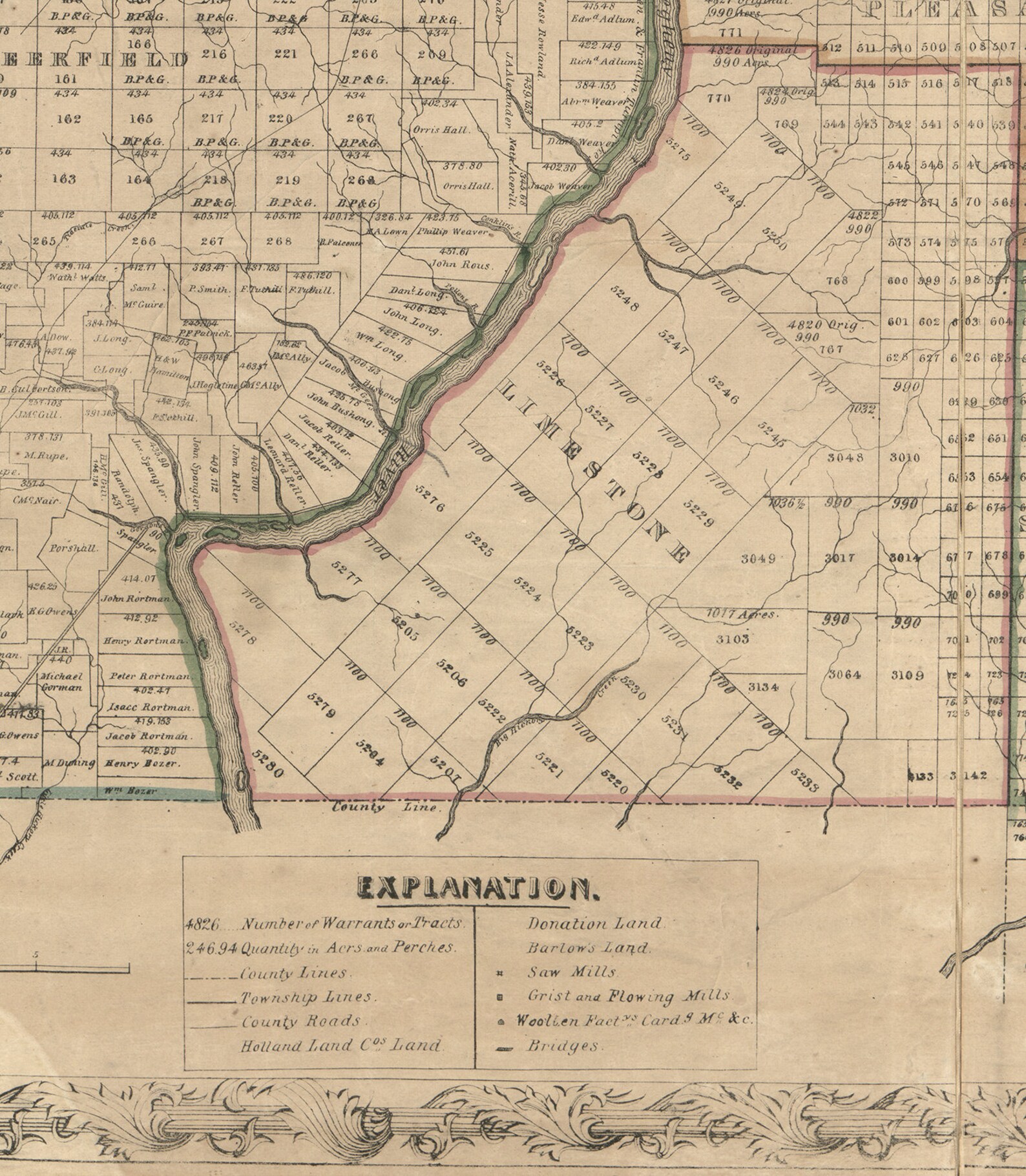Map of Warren County, Pennsylvania. 1838. Vintage Restoration Hardware ...
