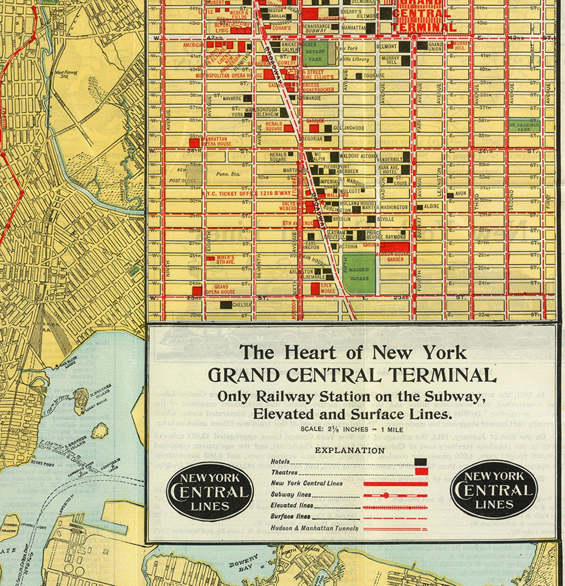 Map of New York Central Line 1918. the Heart of Grand Central | Etsy
