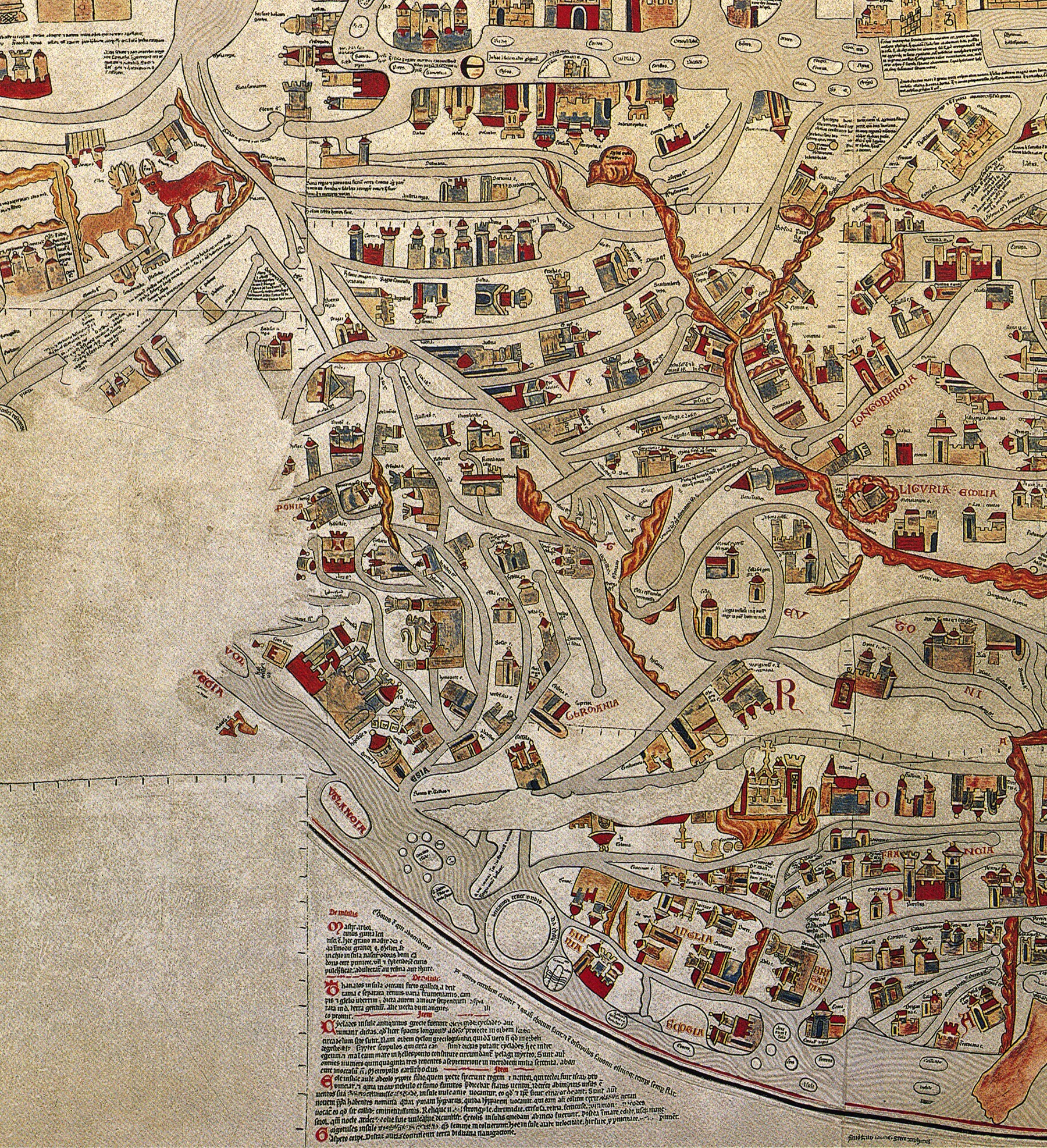 Ebstorf Map Mappa Mundi Medieval European Map of the World by Gervase ...