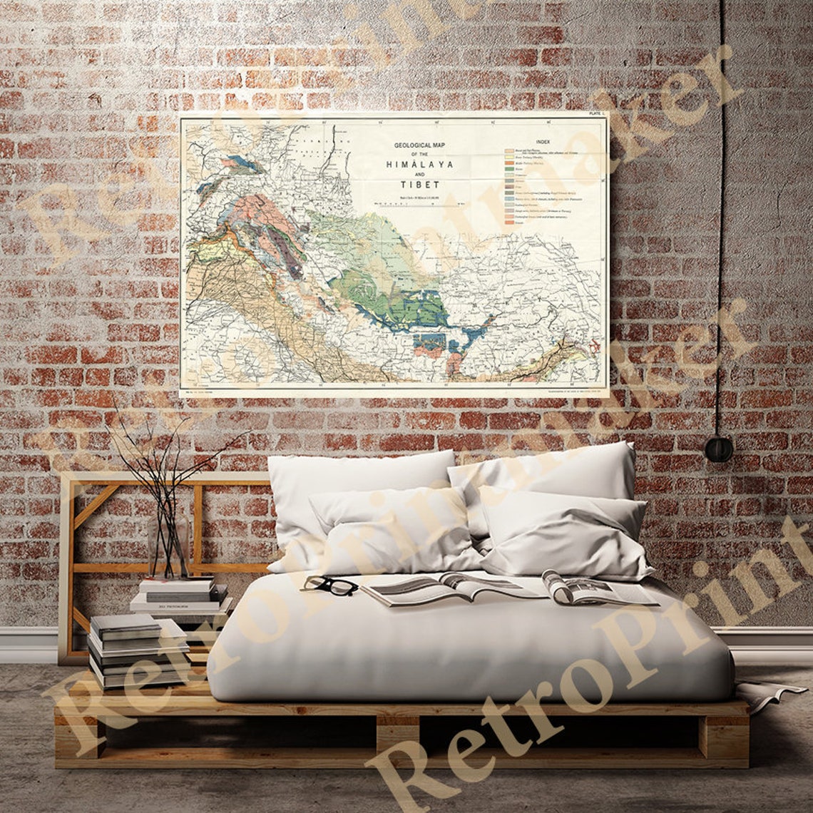 Geological Map of Himalaya and Tibet, 1933 . Restoration Hardware Home ...