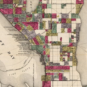 Guide Map of Seattle, Washington WA, 1890. Restoration Hardware Home ...