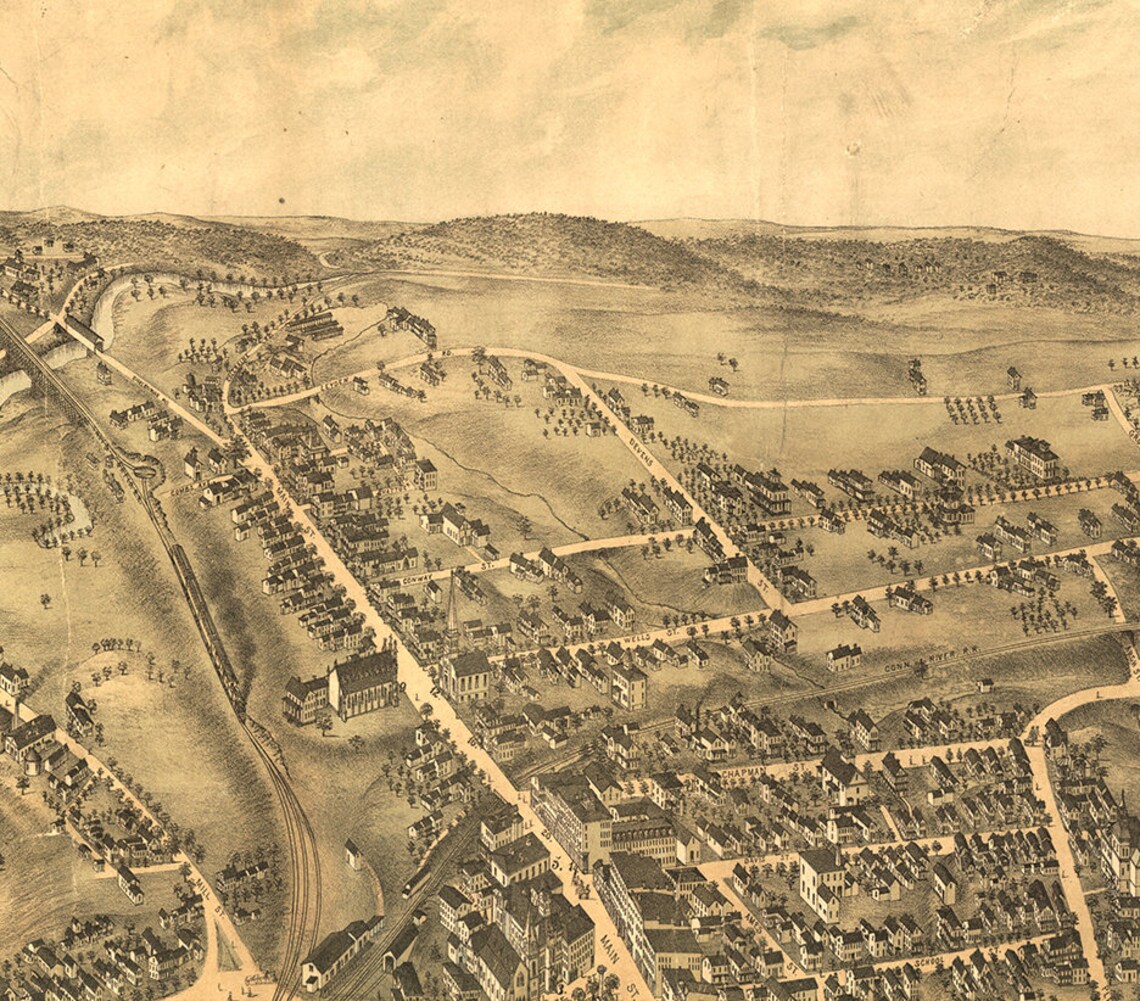 Map of Greenfield Franklin County. Massachusetts MA 1877. - Etsy