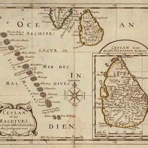 Map of Ceylan, Et Les Maldives, Sri Lanka, 1652. Kartenslg Mappe ...