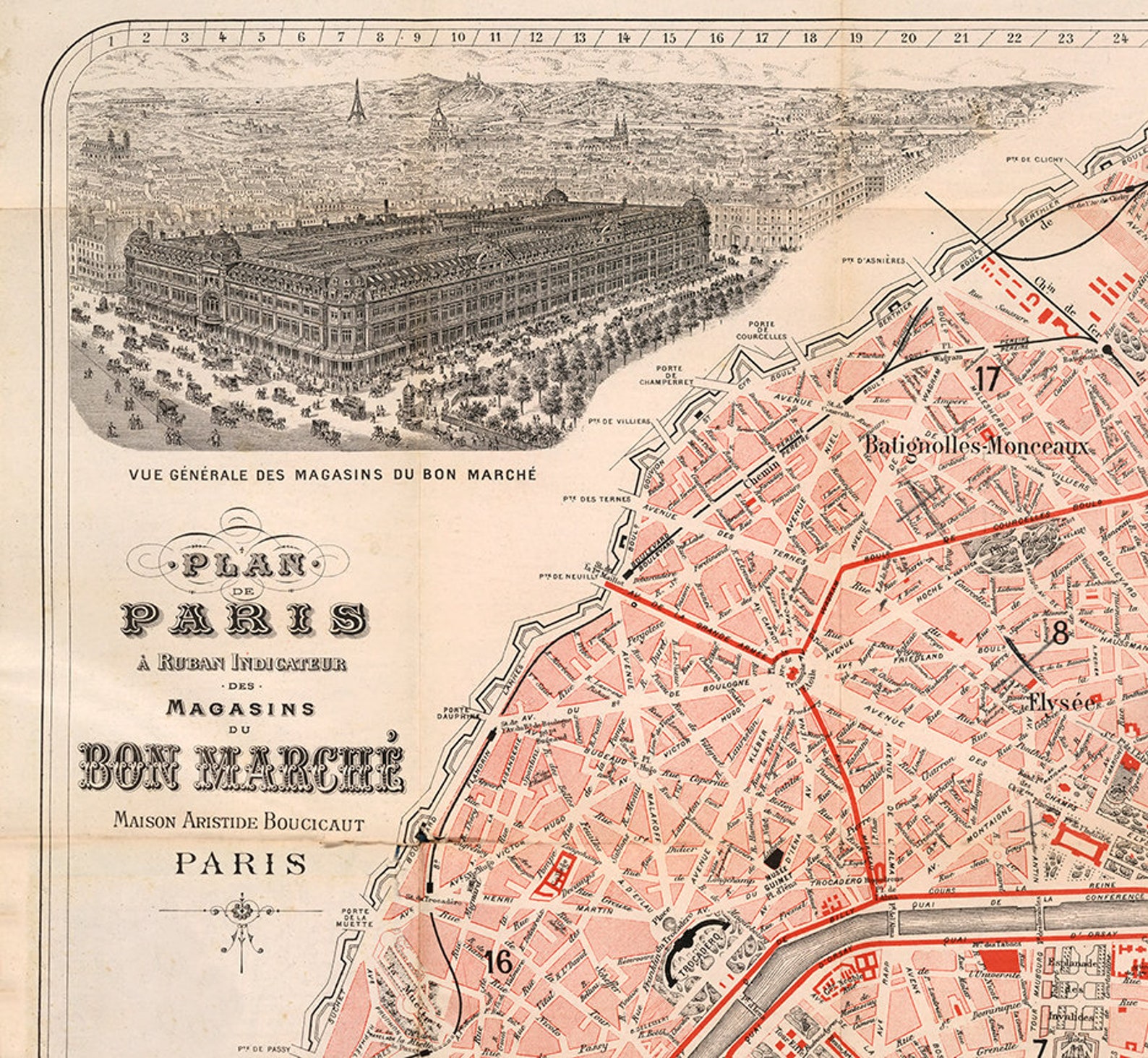 Map of Paris France 1892. Restoration Hardware Home Deco | Etsy