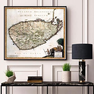Map of Sri Lanka (ceylon). Vintage Home Deco Style Old Wall ...