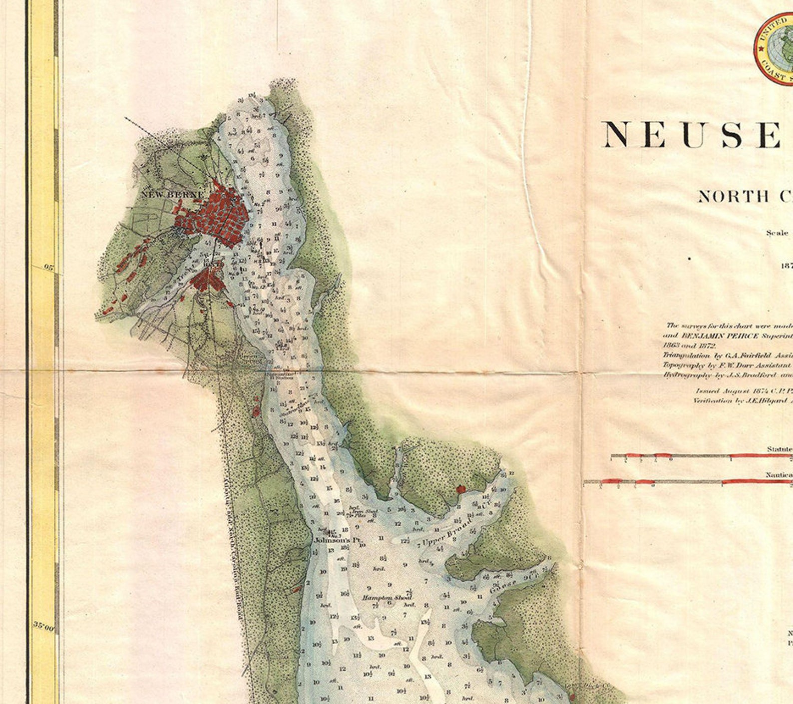 Nautical Charts of Neuse River North Caroline NC 1874. - Etsy