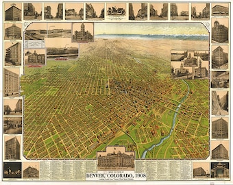 1900 Map of Denver Colorado - Etsy