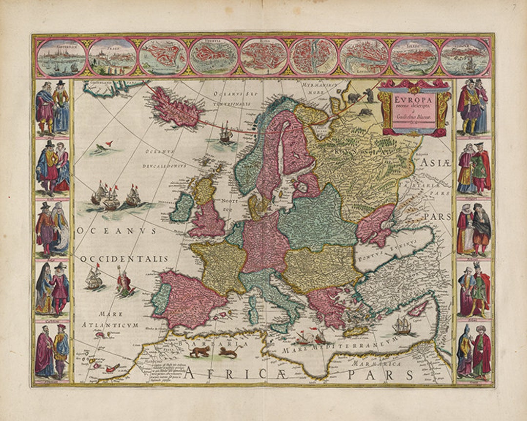 Map of Europe, 1665. Restoration Hardware Home Deco Style Old Wall ...