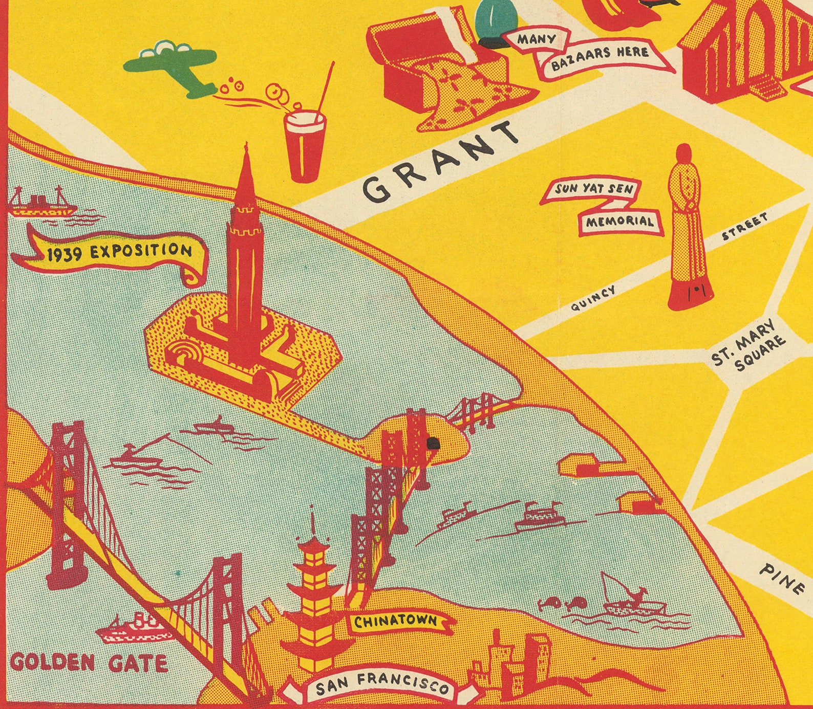 Pictorial Map of San Francisco Chinatown California CA. - Etsy