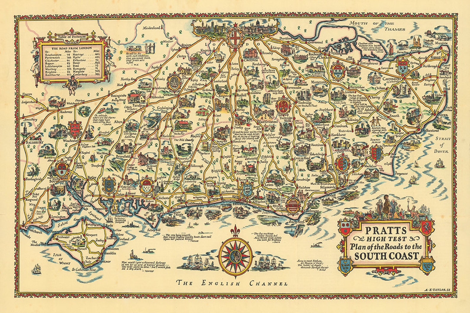 Historic Pictorial Map : Pratt's High Test Plan of the - Etsy