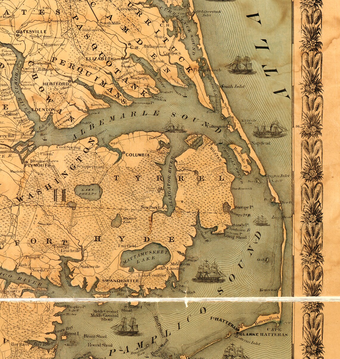 Map of Eastern North Carolina With Part of Virginia and South - Etsy