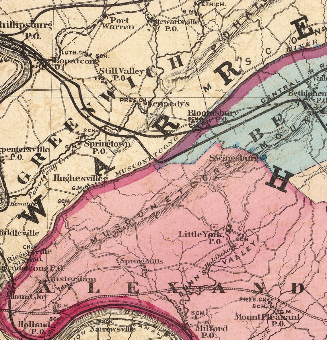 Map of Hunterdon and Somerset County New Jersey 1872. Vintage - Etsy