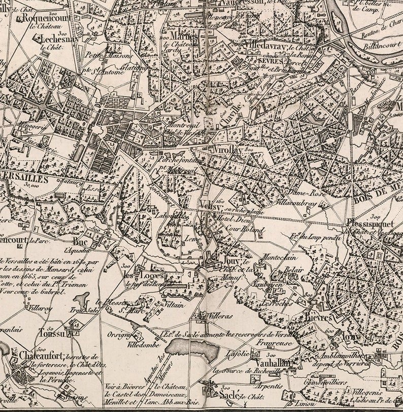 Map of Paris, France, 1832. Restoration Hardware Home Deco Style Old ...