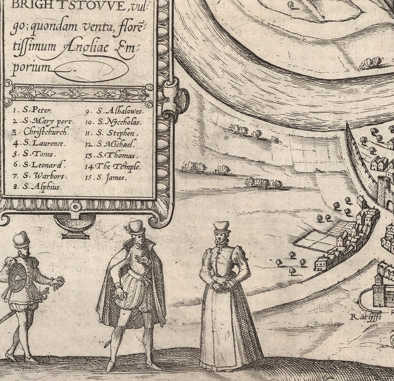 Map of Bristol and Clifton England U.K. 1581. Restoration | Etsy