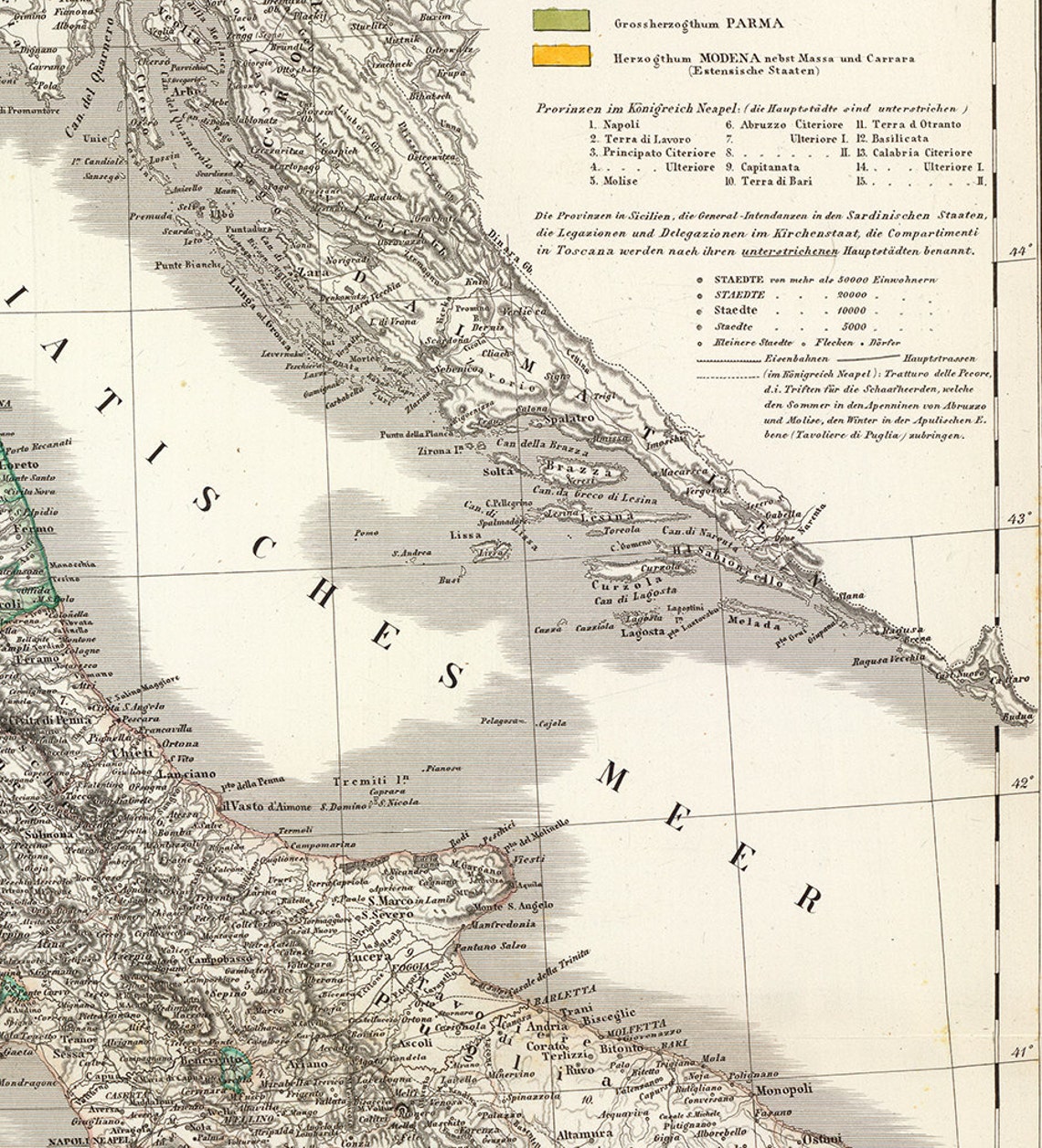 Map of Italien Italy 1853. Vintage Restoration Hardware Home | Etsy