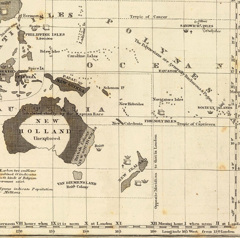 Map of Moral and Political Chart of the Inhabited World. - Etsy