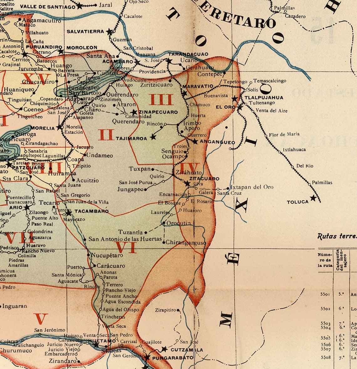Map of Michoacan, Mexico, 1904. Vintage Restoration Hardware Home Deco ...