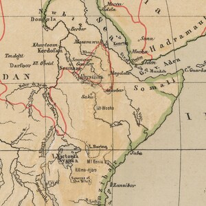 Map of Africa, 1880. Vintage Home Deco Style Old Wall Reproduction Map ...