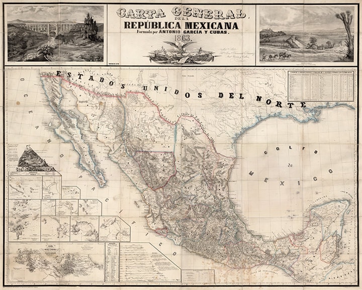 Mapa de México 1863. Carta General de la República Mexicana. | Etsy México