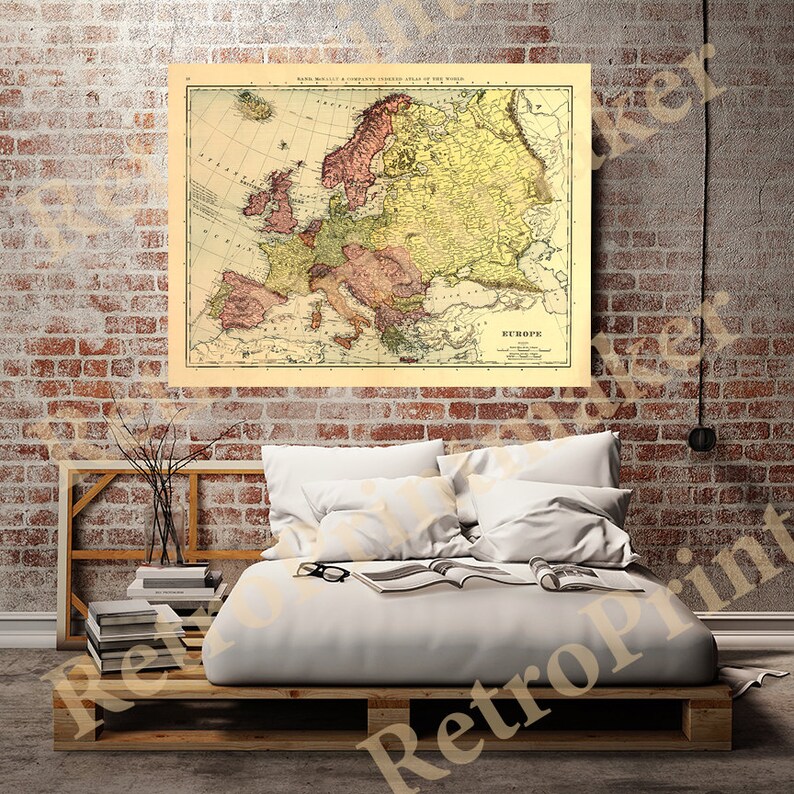 Map of Europe, 1898. Restoration Hardware Home Deco Style Old Wall ...