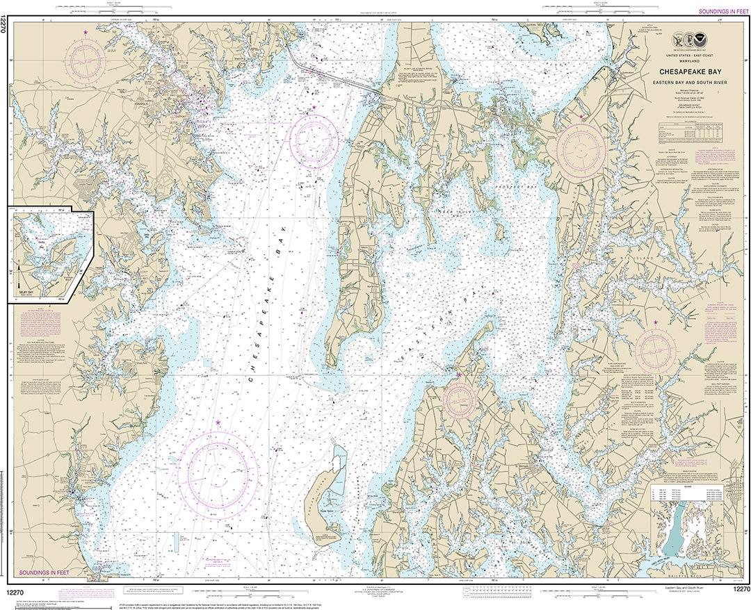 NOAA Nautical Charts of Chesapeake Bay Eastern Bay and South River ...