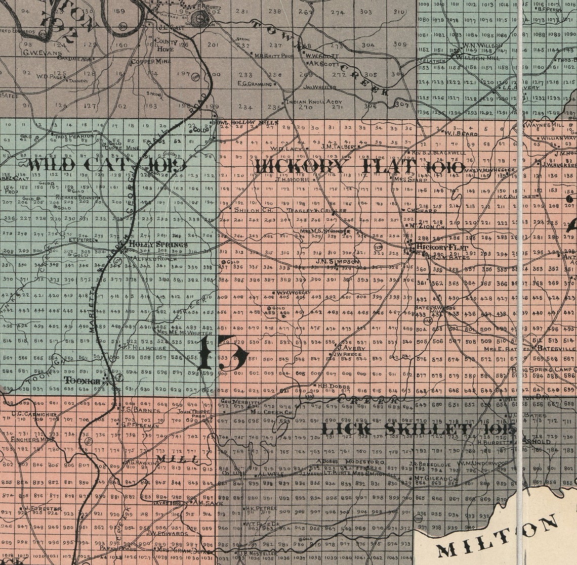 Map of Cherokee County Georgia. 1895. Vintage restoration | Etsy