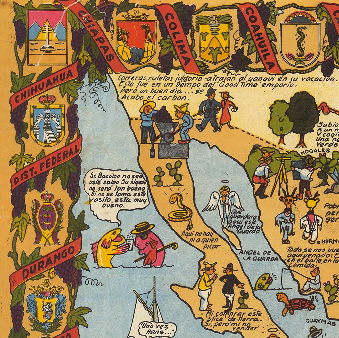 Mapa pictórico de México 1938 . Mapa de los Estados Unidos | Etsy México