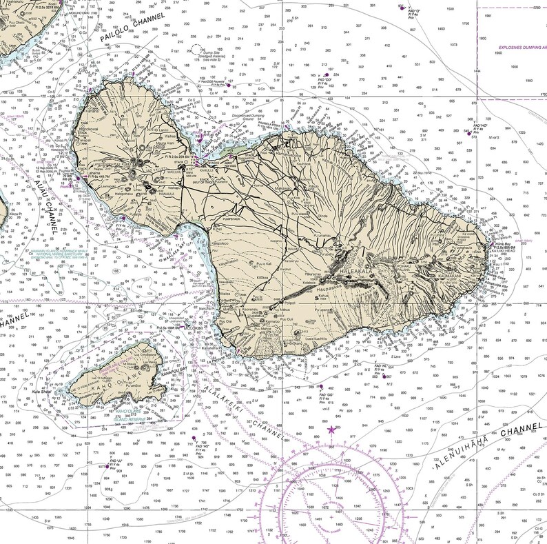 Hawaii to Oahu Reproduction Nautical Map NOAA 19340 – Pacific Ocean ...