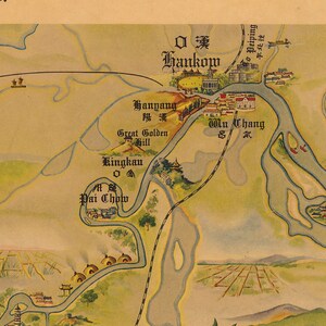 Pictorial Map of the Yangtze River Valley, 1930 Restoration Hardware ...