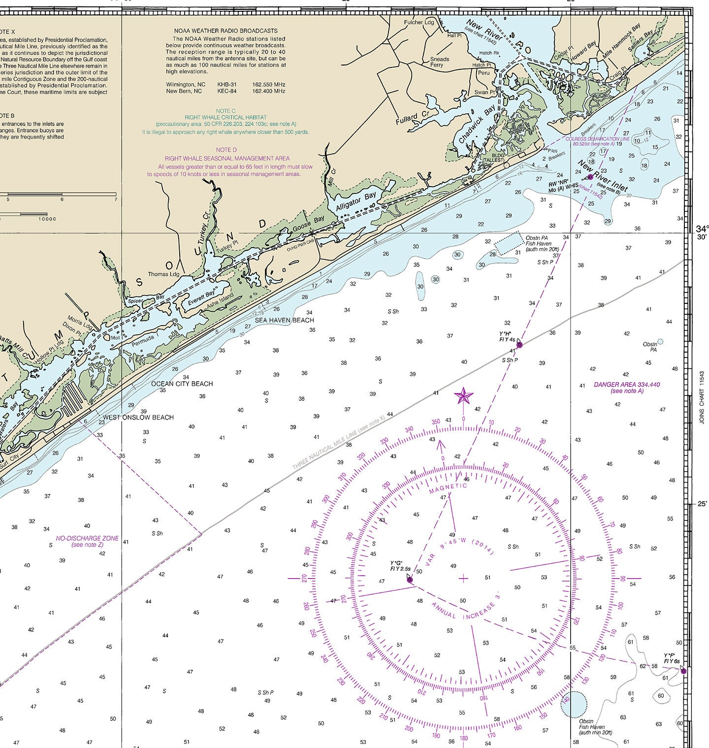 Nautical Charts of New River Inlet to Cape Fear River North - Etsy
