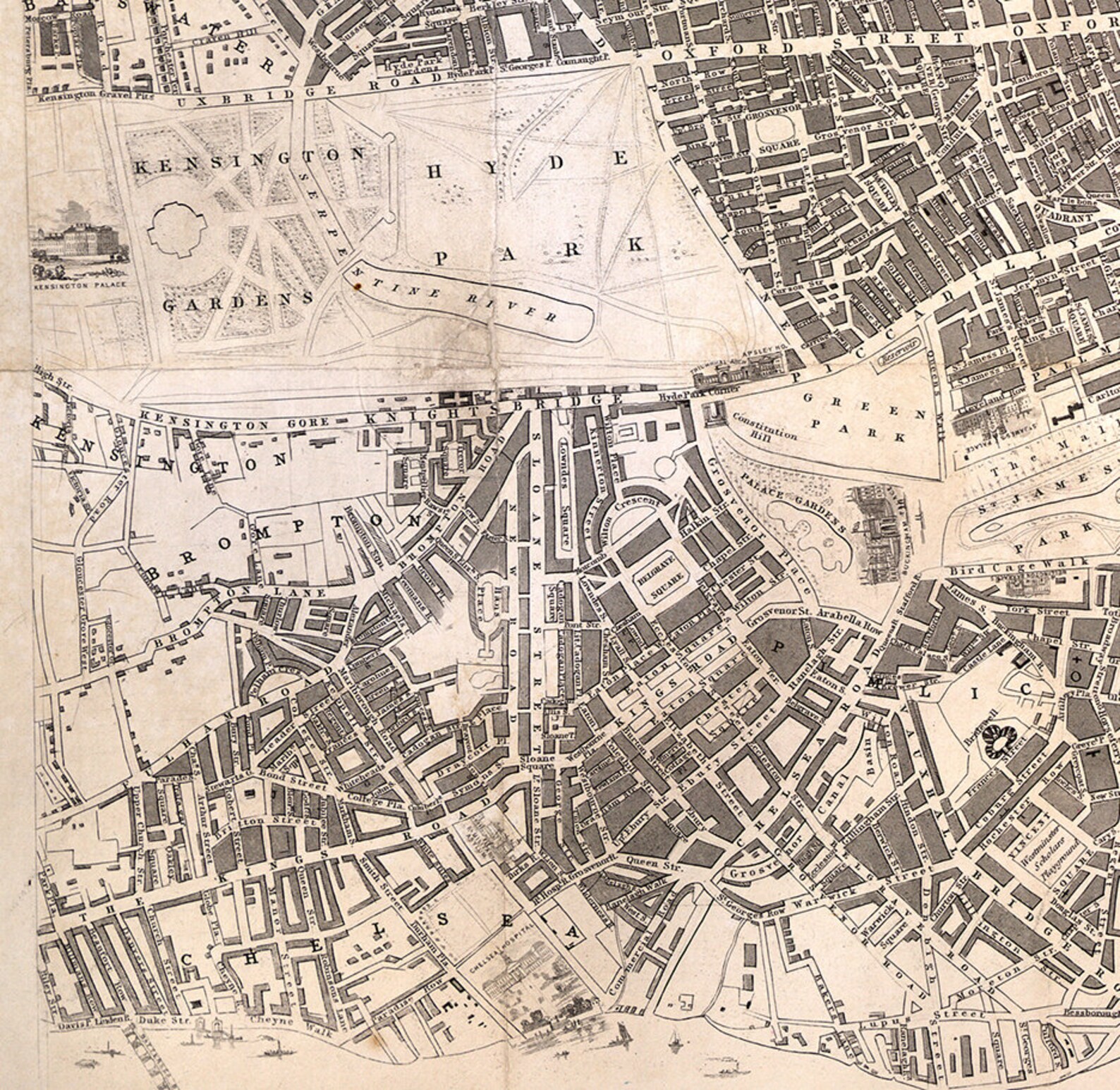 Map of London 1845. Vintage Restoration Hardware Home Deco - Etsy