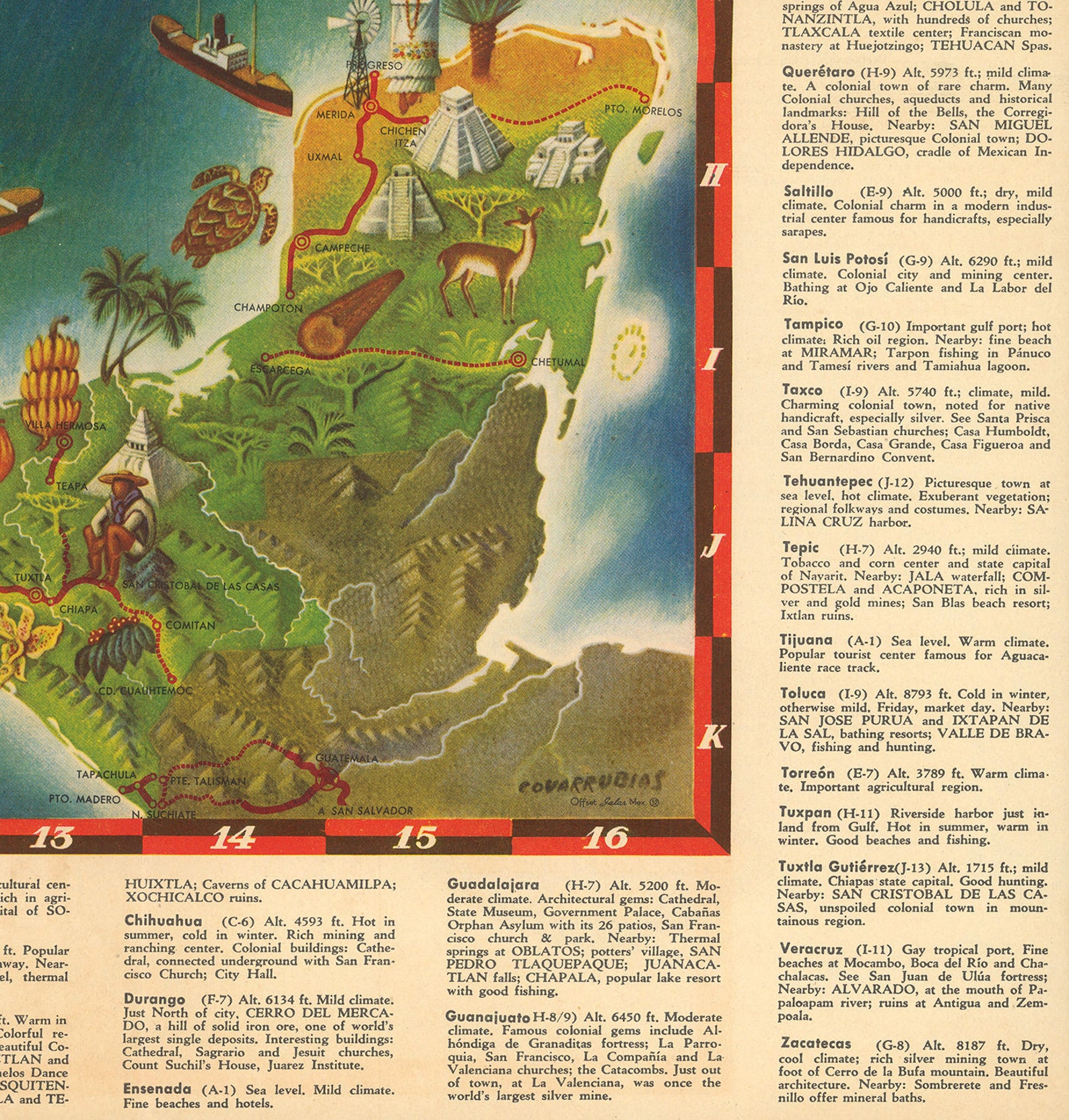 Carreteras De Mexico Highway Map. Vintage Revised Home Décor - Etsy