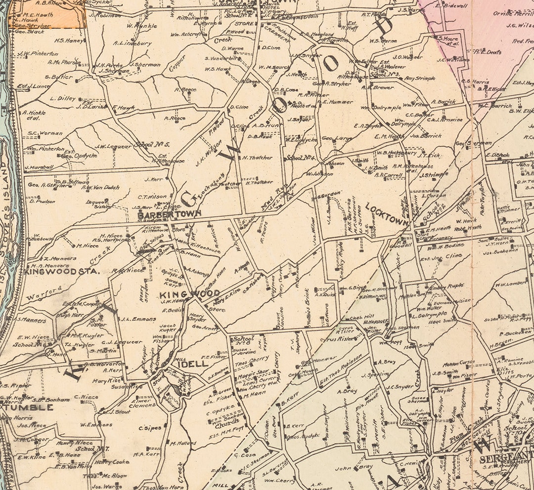 Map of Hunterdon County, New Jersey 1902. Vintage Restoration Hardware ...