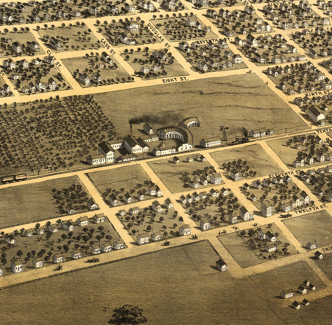 Map of Springfield, Sangamon County, Illinois 1867. Vintage Restoration ...