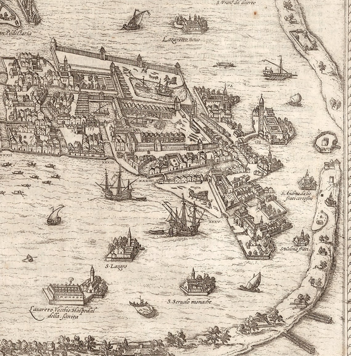 Old Venice, Italy Map, 1575. Hogenberg, Franz. Restoration Hardware ...