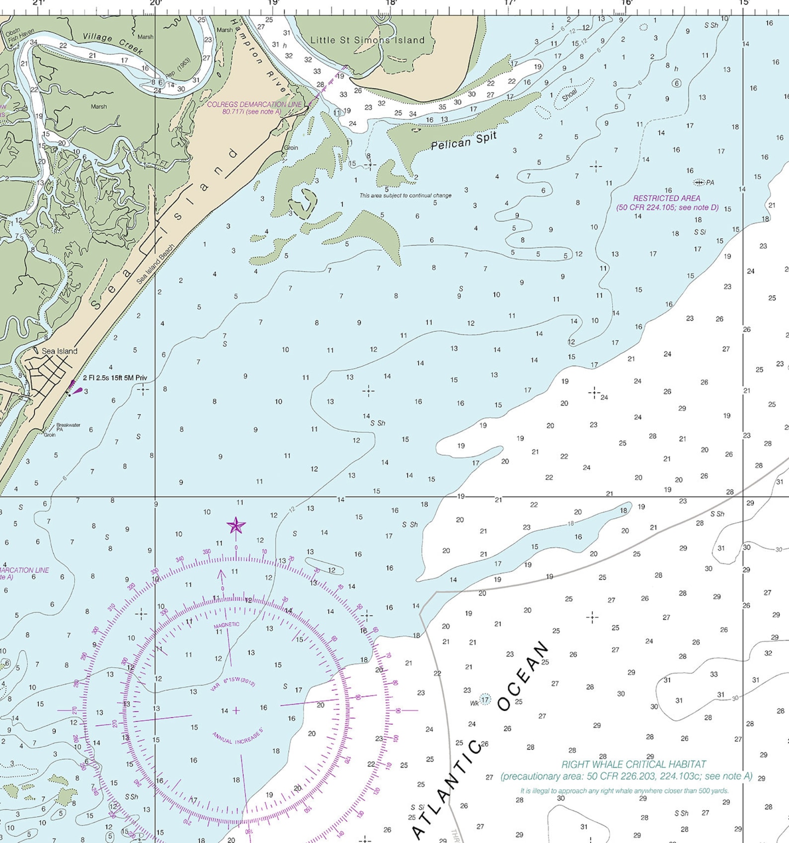 Nautical charts of St Simons Sound Brunswick Harbor and | Etsy